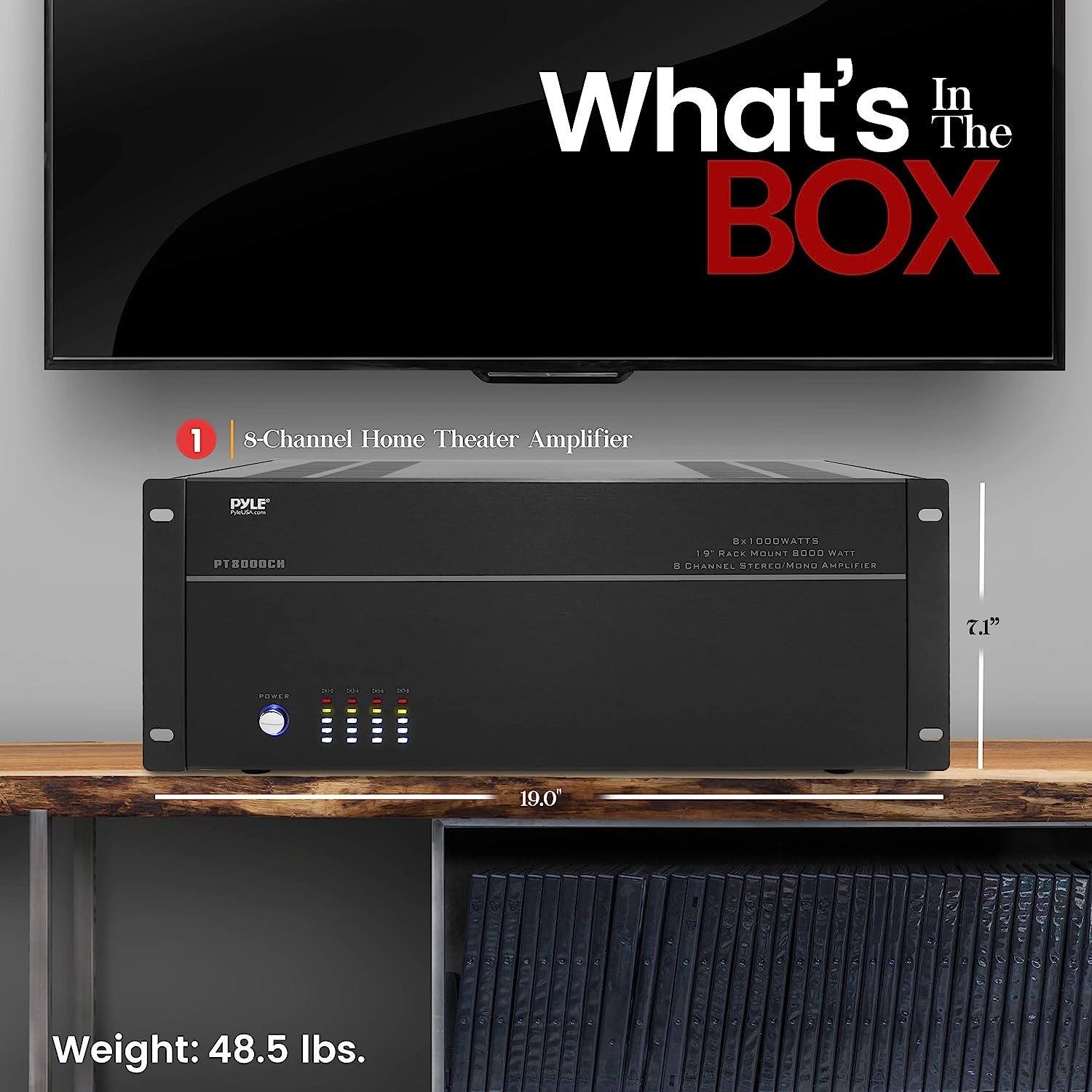 4 Multi-Zone Stereo Amplifier - 19” Rack Mount, Powerful 8000 Watts ...