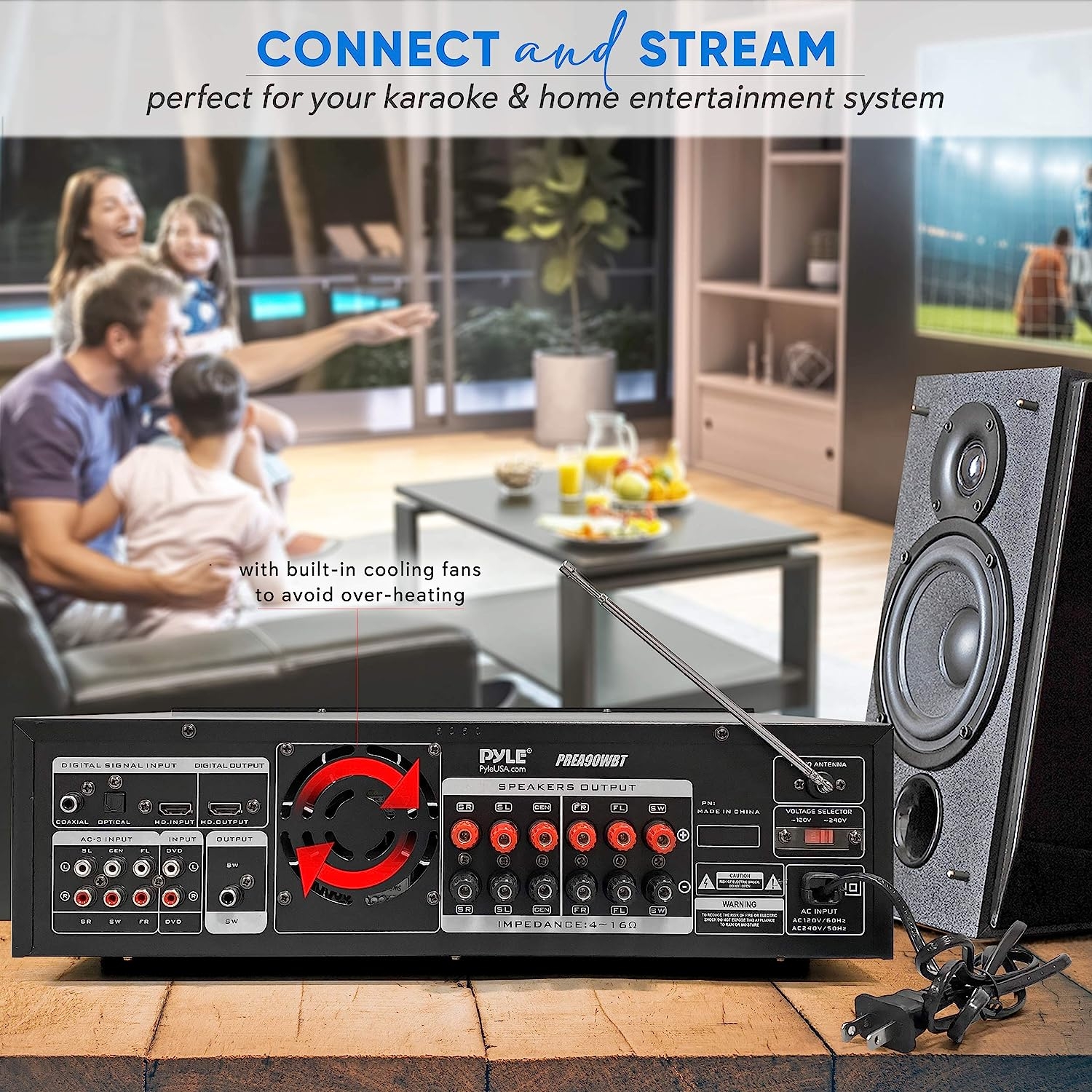 6-Channel Bluetooth Hybrid Home Amplifier - 1600W Home Audio Rack Mount ...
