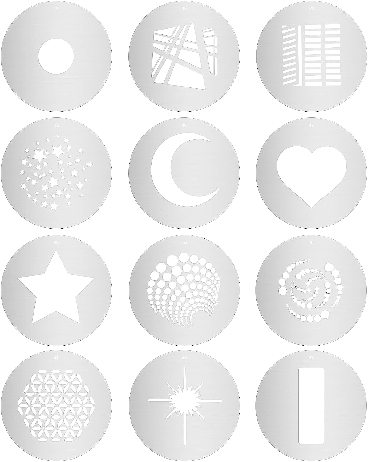 Alluneitter 6pcs/Set Round GOBO Kit,2.3" Metal Plate with Hollow ...