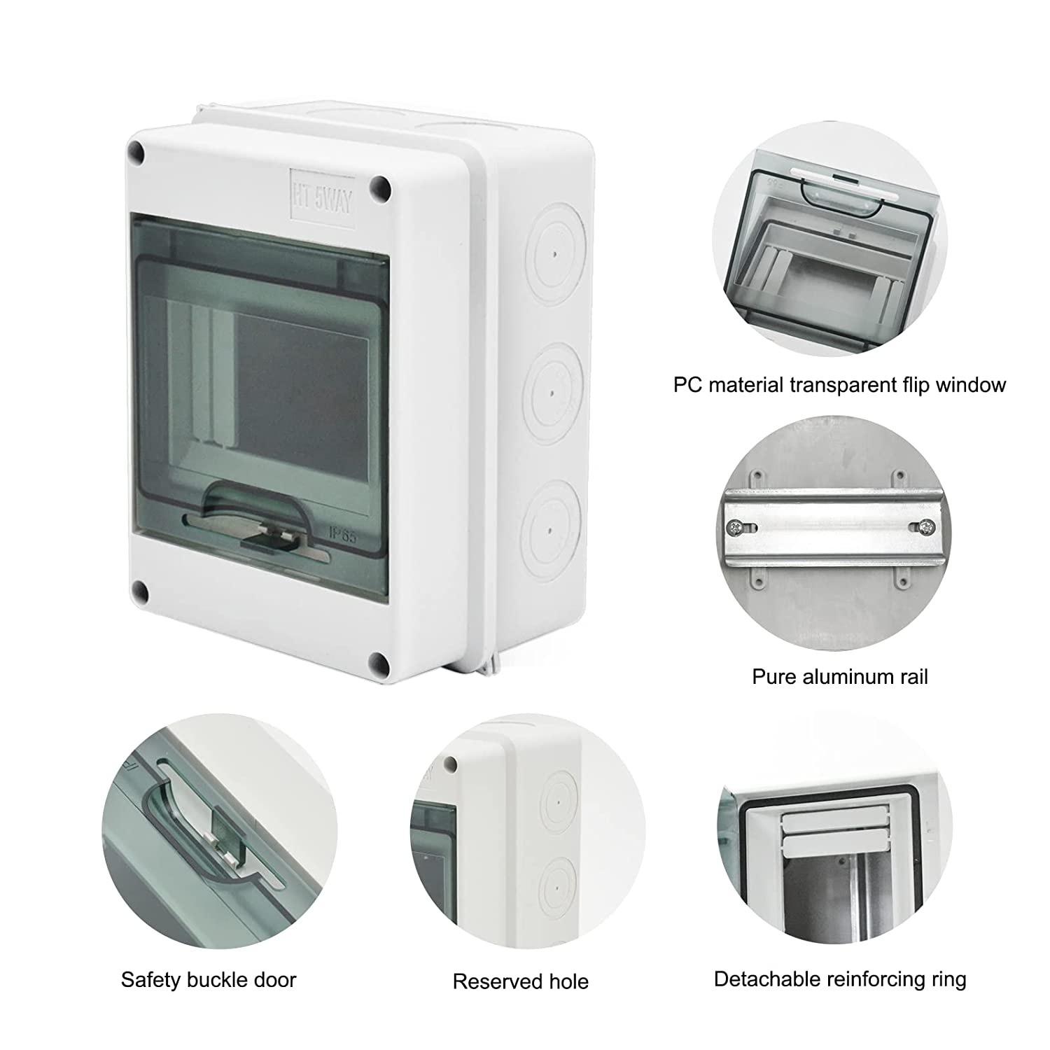 GERSIK Circuit Breaker Box 5 Power Distribution Protection Box with 63A ...
