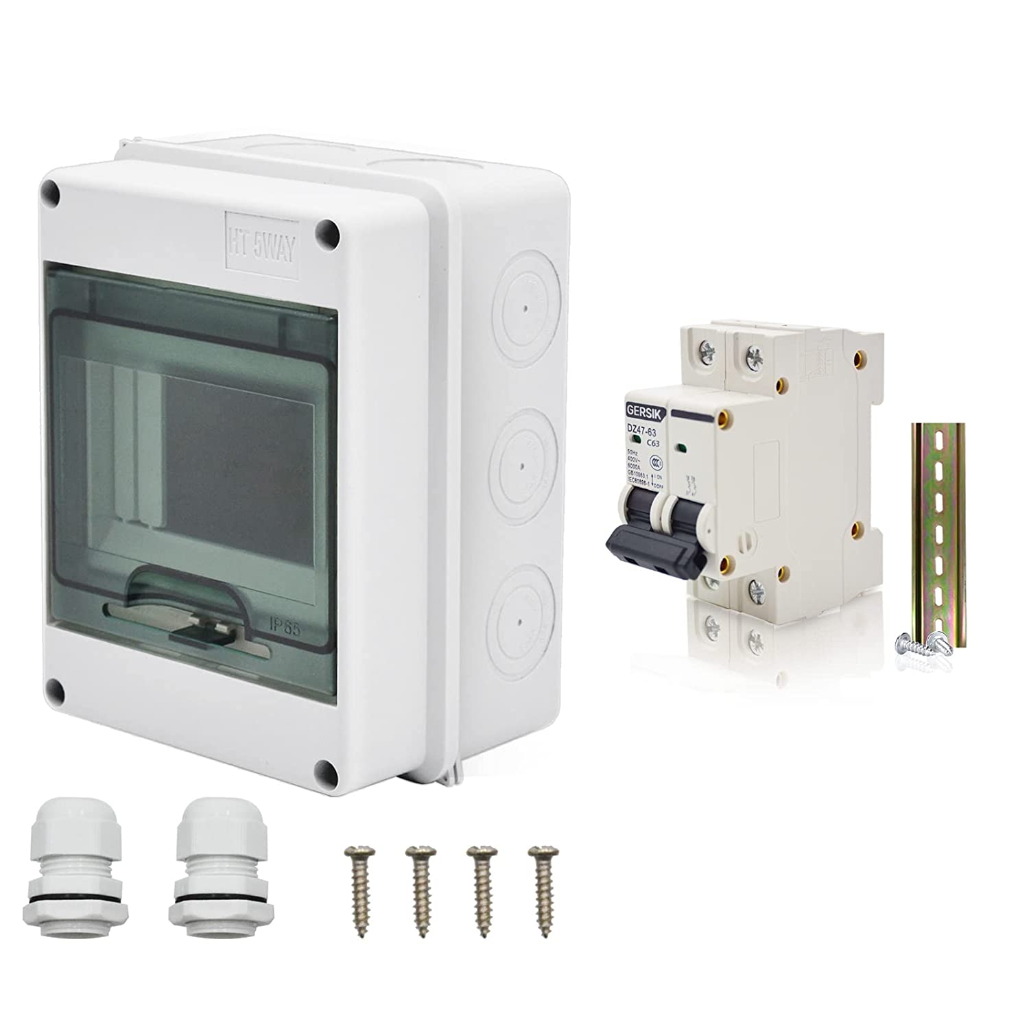 GERSIK Circuit Breaker Box 5 Power Distribution Protection Box with 63A ...