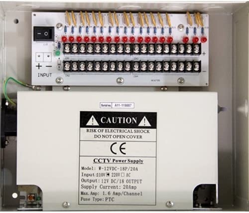 SecurityCameraKing CCTV Distribution Box 18 Channel 12V DC High Power ...