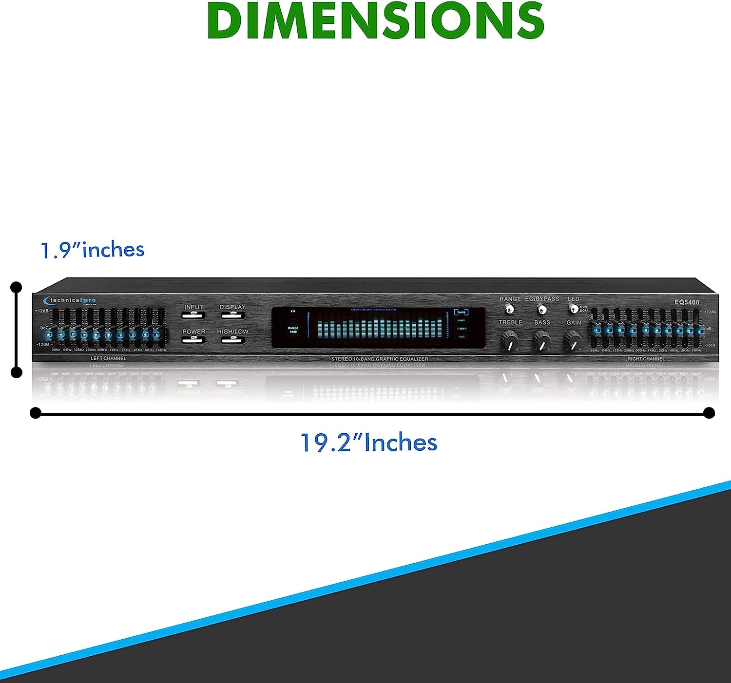 Technical Pro Dual 10 Band Professional Stereo Equalizer with Individual LED Indicators - Event ...