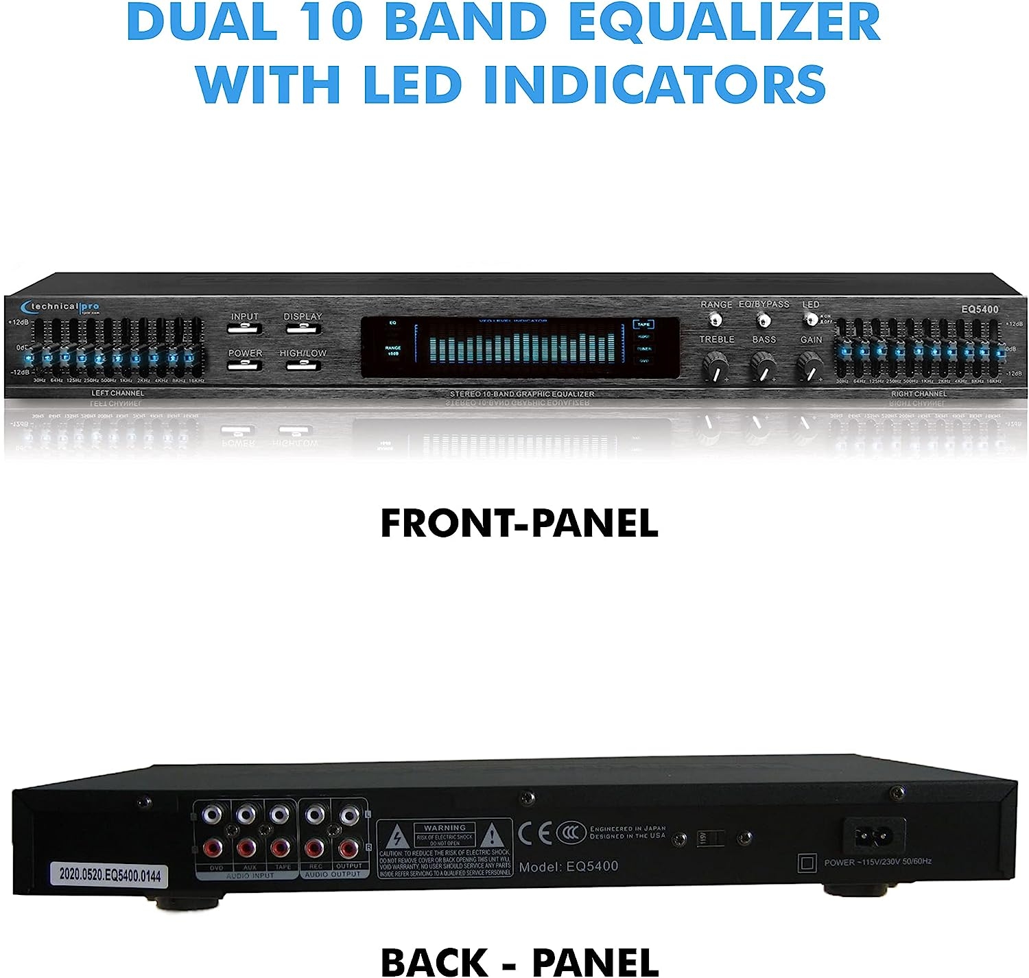 Technical Pro Dual 10 Band Professional Stereo Equalizer with Individual LED Indicators - Event ...