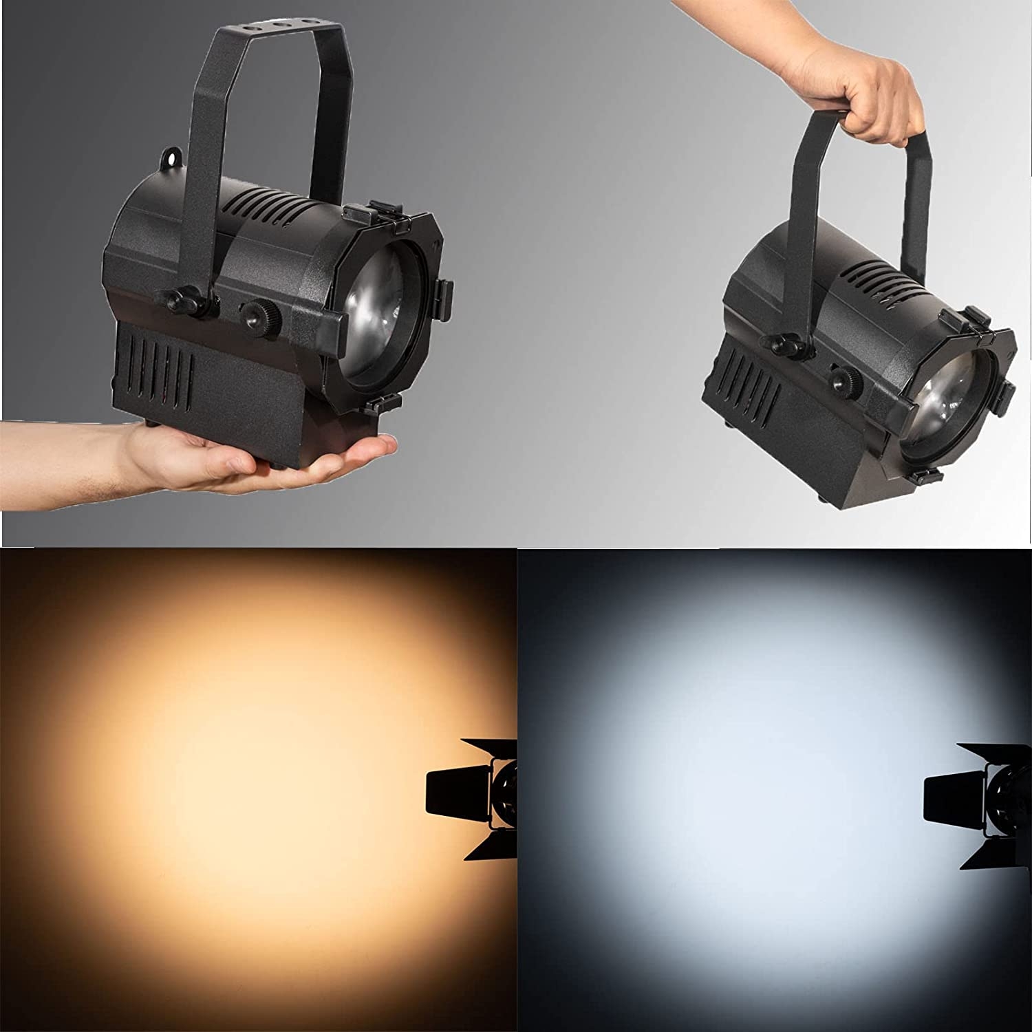 ZVH 50W LED Fresnel Spotlight 50TZ, 6500K Manual Zoom DMX Studio Lights ...