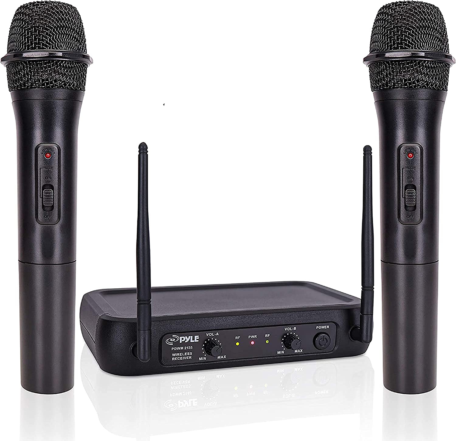 Pyle Channel Microphone System-VHF Fixed Dual Frequency Wireless Set ...
