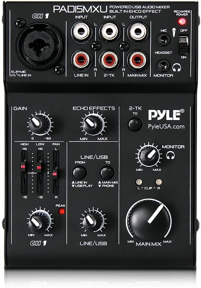Pyle USB Audio Mixer DJ Controller - 3 Channel USB Mixer Sound Audio ...