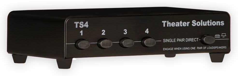 Theater Solutions TS4 Four Zone Speaker Selector Box with Ohm Protection 4 Pair Speaker Switcher ...