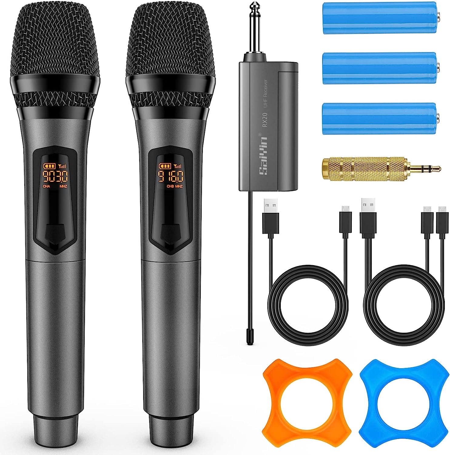 Wireless Microphones, Karaoke Microphone, UHF Wireless Dual Handheld ...