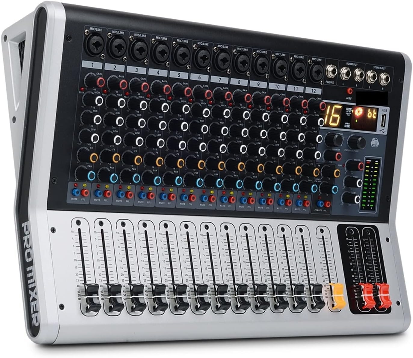 Mixer Audio Professional 12 Channel Mixing Console with Mute and PFL ...