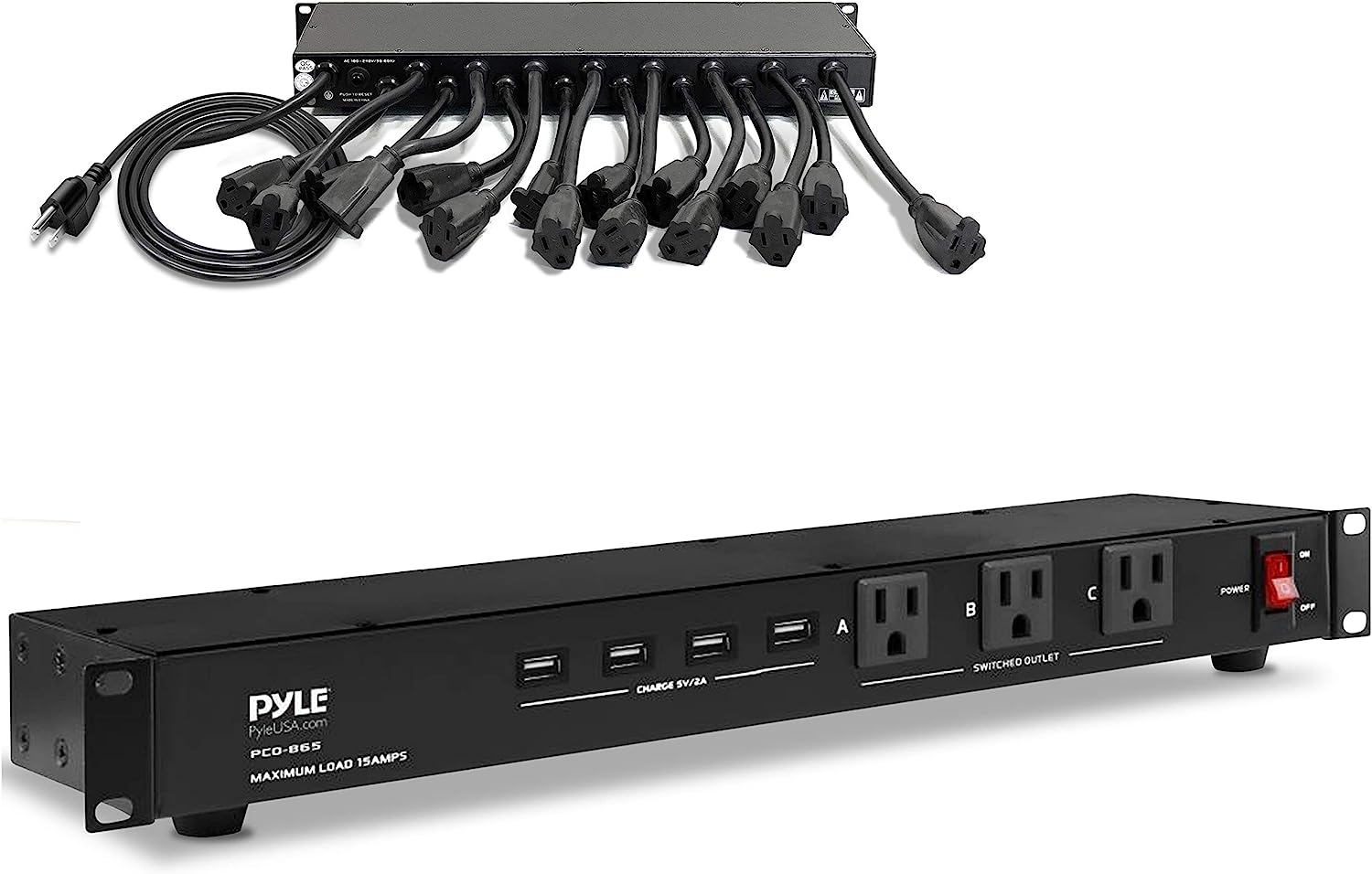 Pyle 19 Outlet 1U 19" Rackmount PDU Power Distribution Supply Center ...