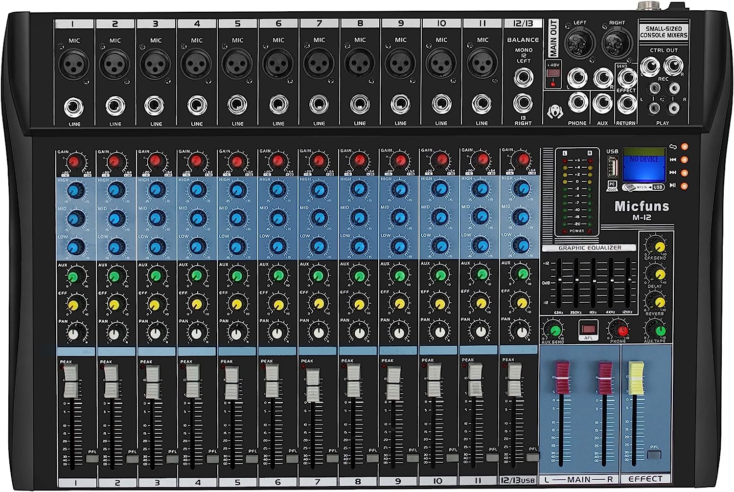 DJ Mixer Stage Audio power Mixer Bluetooth USB Built-in Digital Effect ...