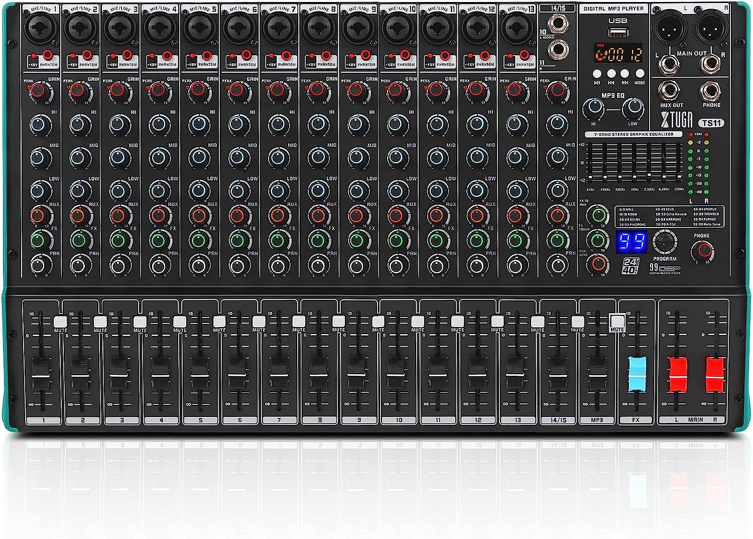 XTUGA TS11 Professional 11 Channel Audio Mixer with 99 DSP Effects,7 ...