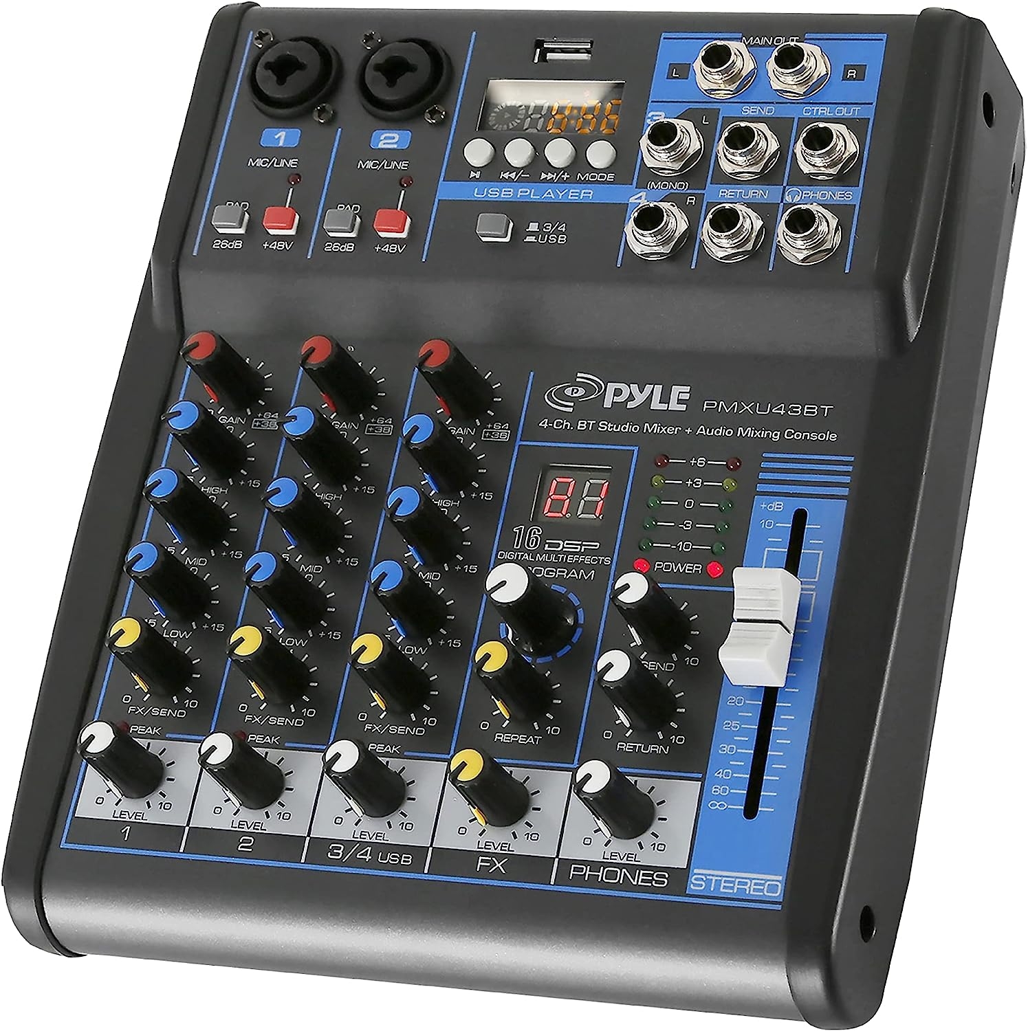 Pyle Professional Audio Mixer Sound Board Console System Interface 4 ...
